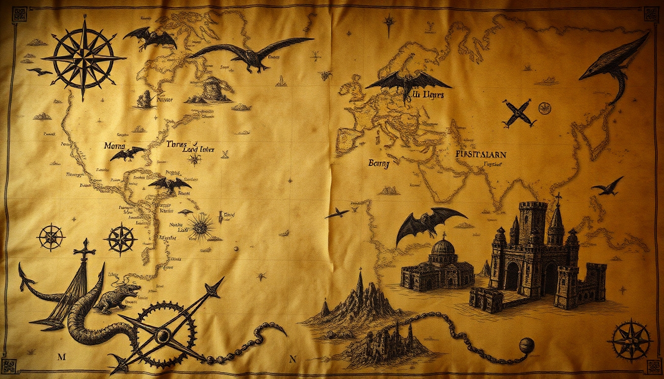 A highly detailed ancient fantasy map of a forgotten world - AI ...