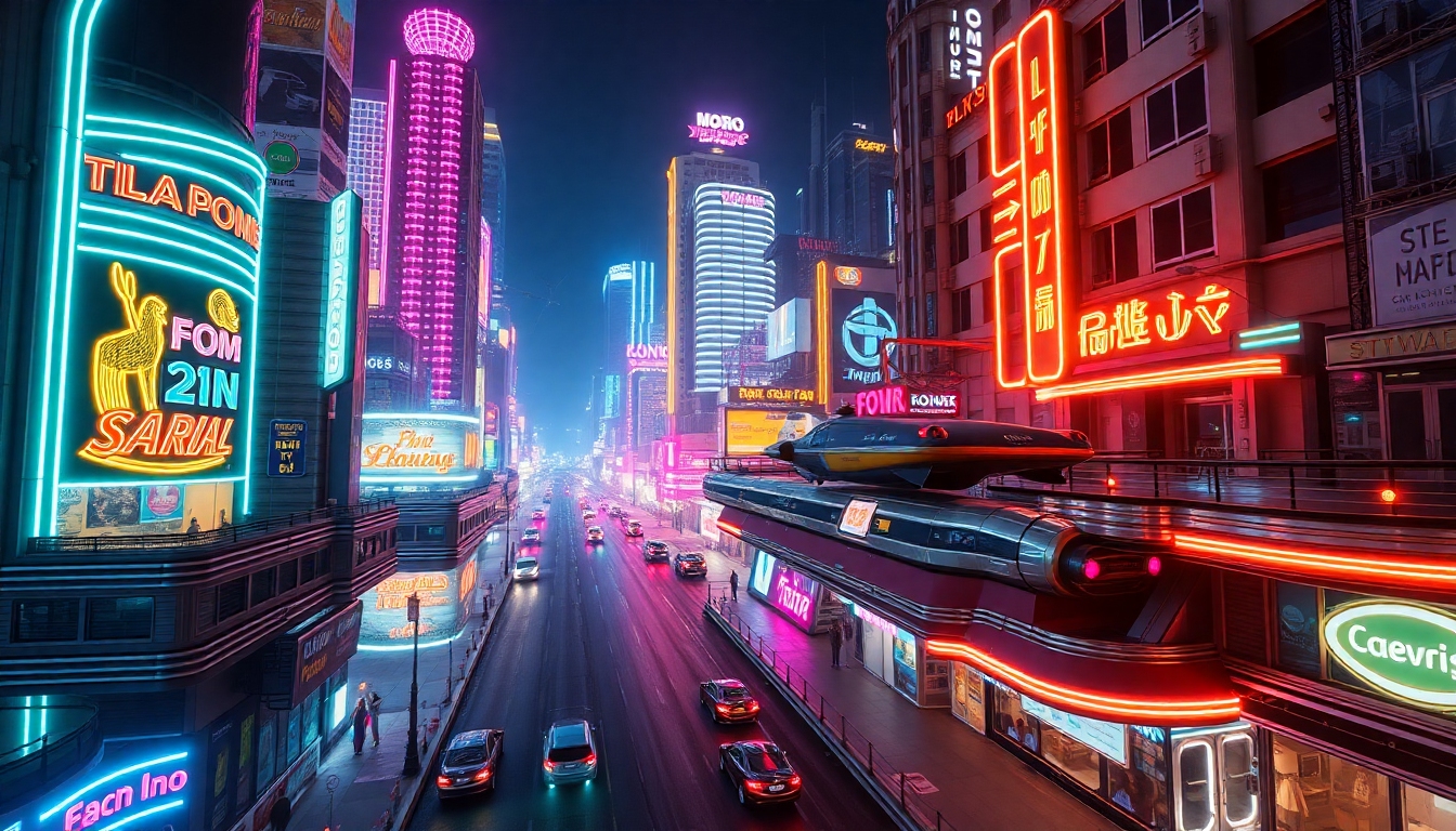 A retro-futuristic metropolis blending 1950s architecture with advanced ...
